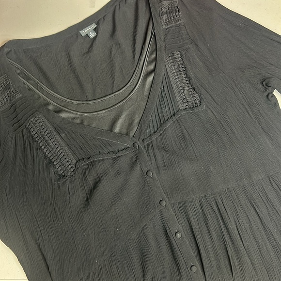 torrid | Dresses | Torrid Black Dress Roll Tab Sleeves Button Front ...